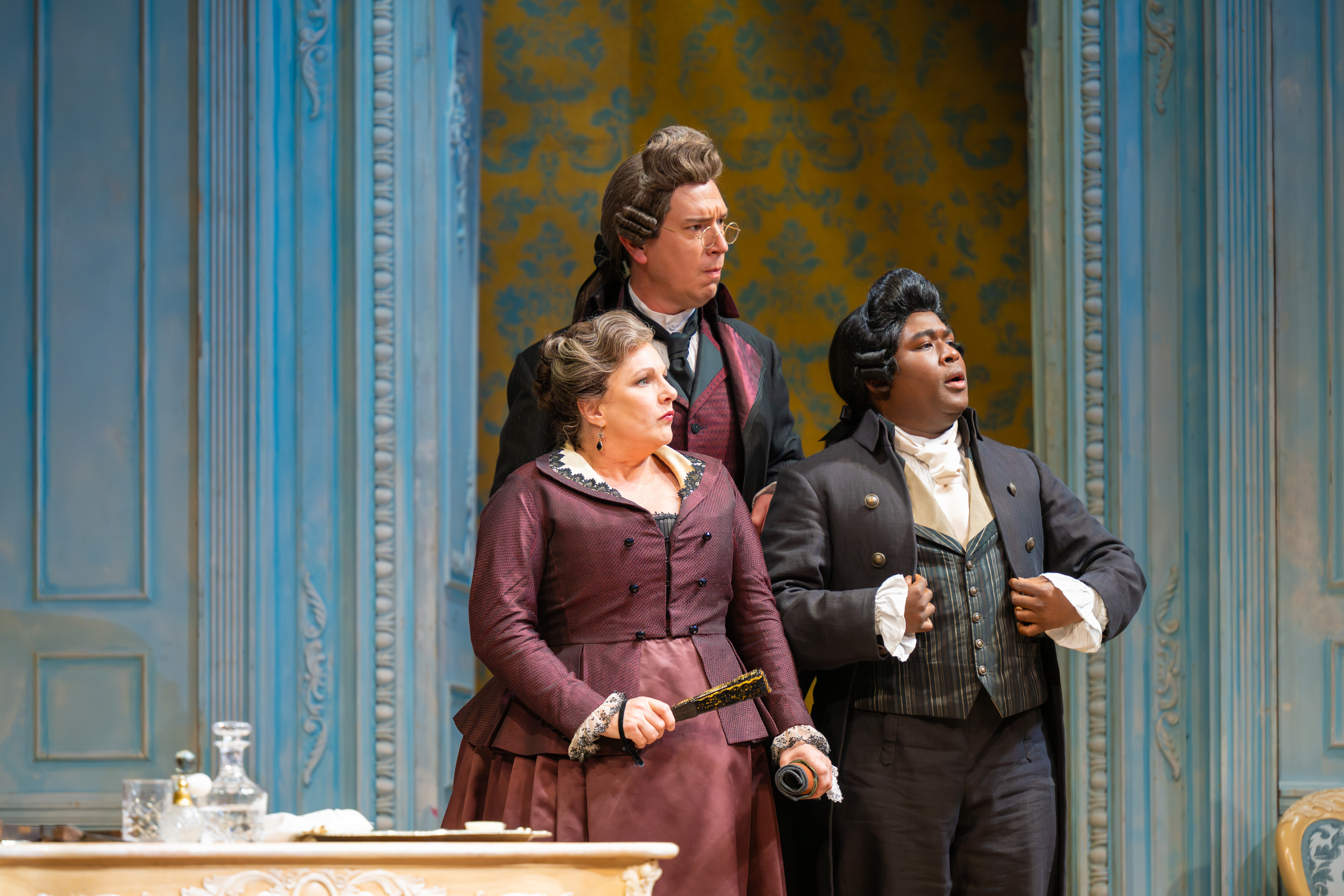 Jeni Bern (Marcellina), Edward Hawkins (Doctor Bartolo) and Luvo ...